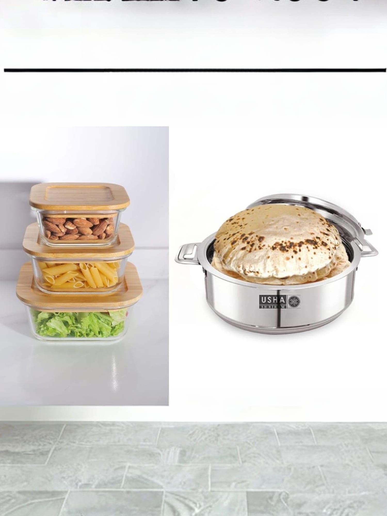 Combo: Borosilicate Glass Food Containers & Insulated Steel Casserole ...