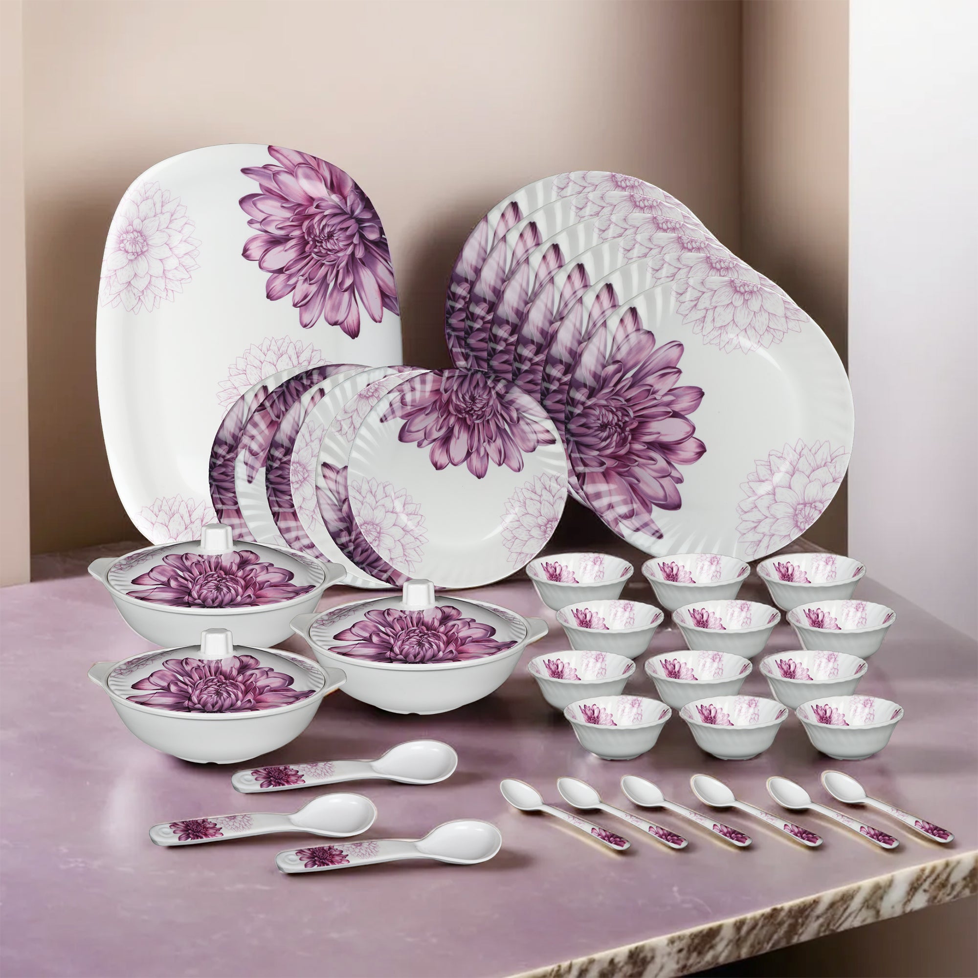 Thermador Melamine 40 Pcs Dinner Set | Crockery Set |6 Dinner Plates ...