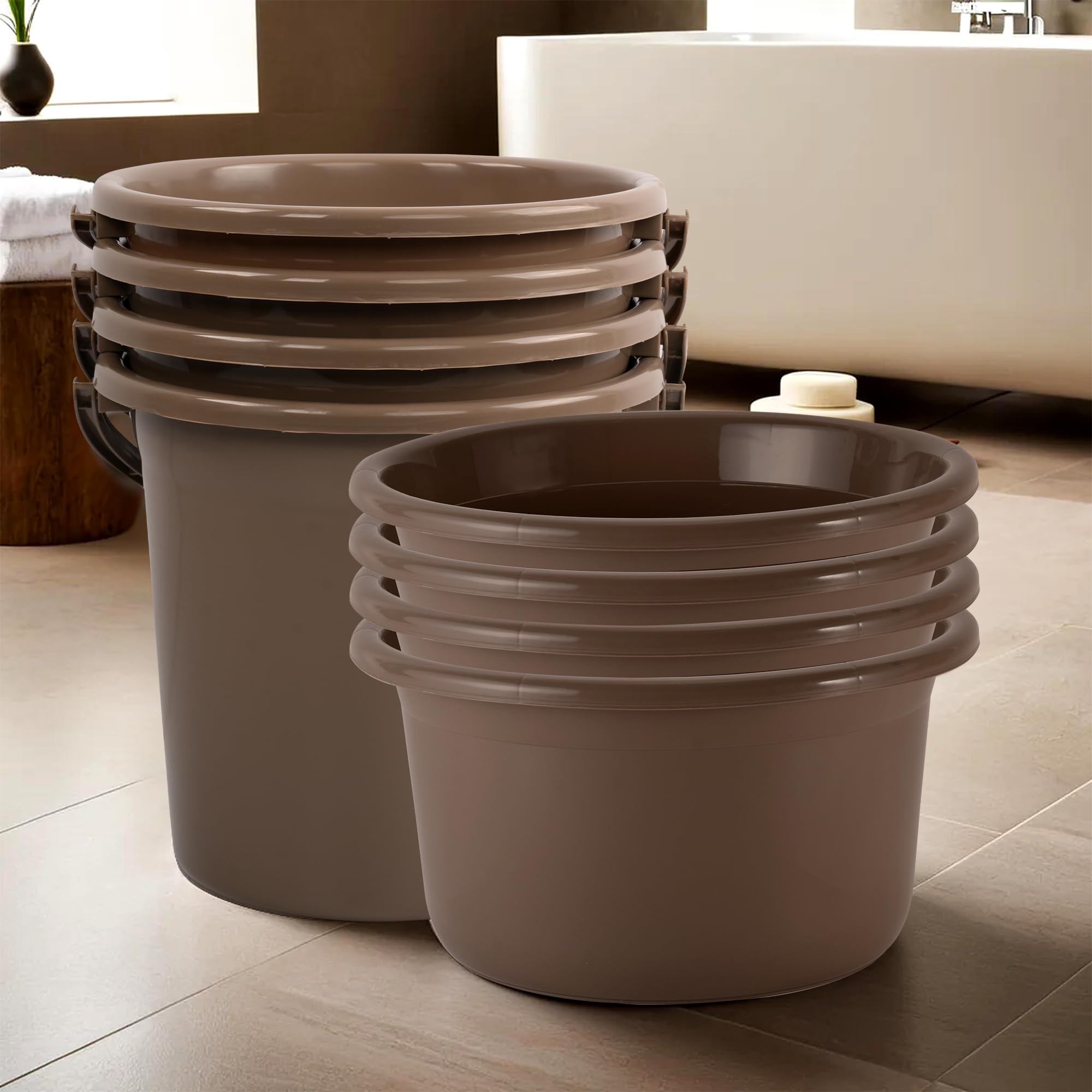 Buy Bathroom Combo Set: 25L Tub & 18L Bucket - Brown – The Better Home