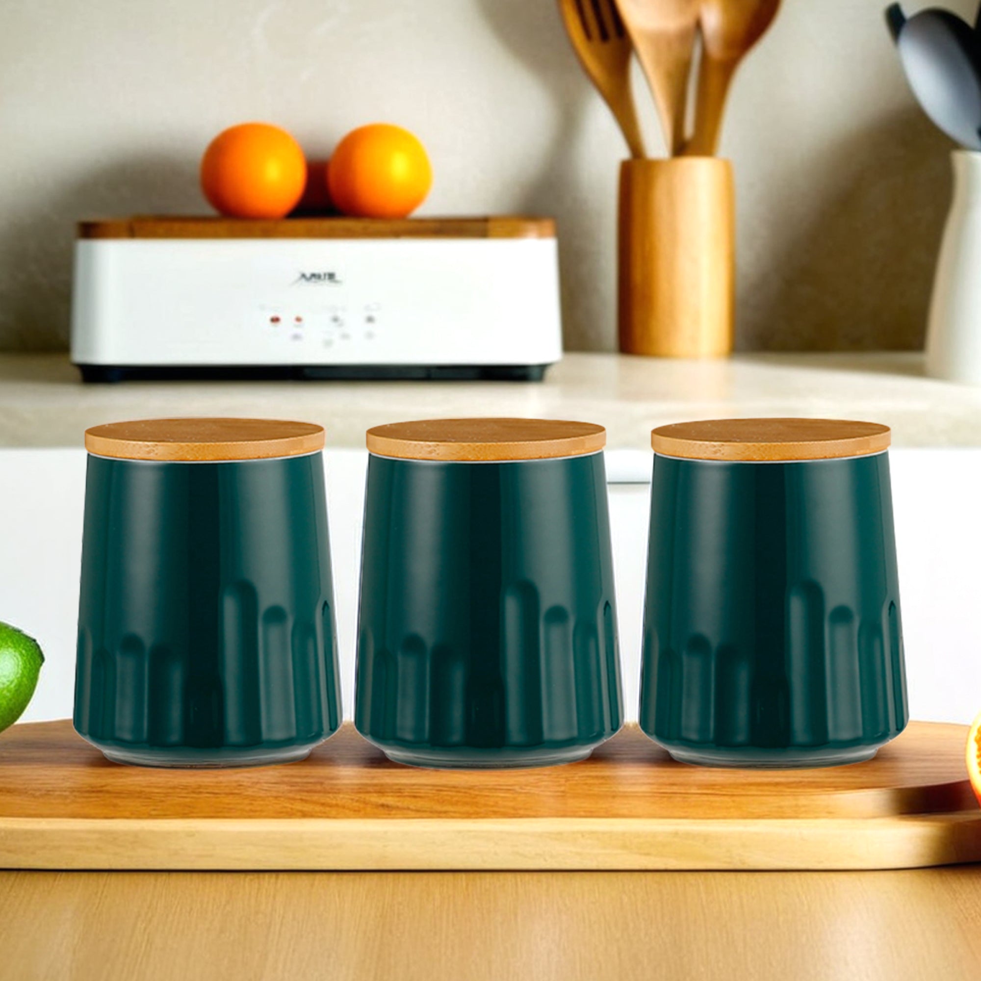 Buy Pack of 3: UMAI Ceramic Kitchen Storage Jars | Green – The Better Home