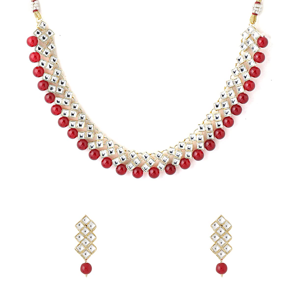 Buy Traditional Maroon Stone Jewellery Set | Necklace & Earrings – The ...