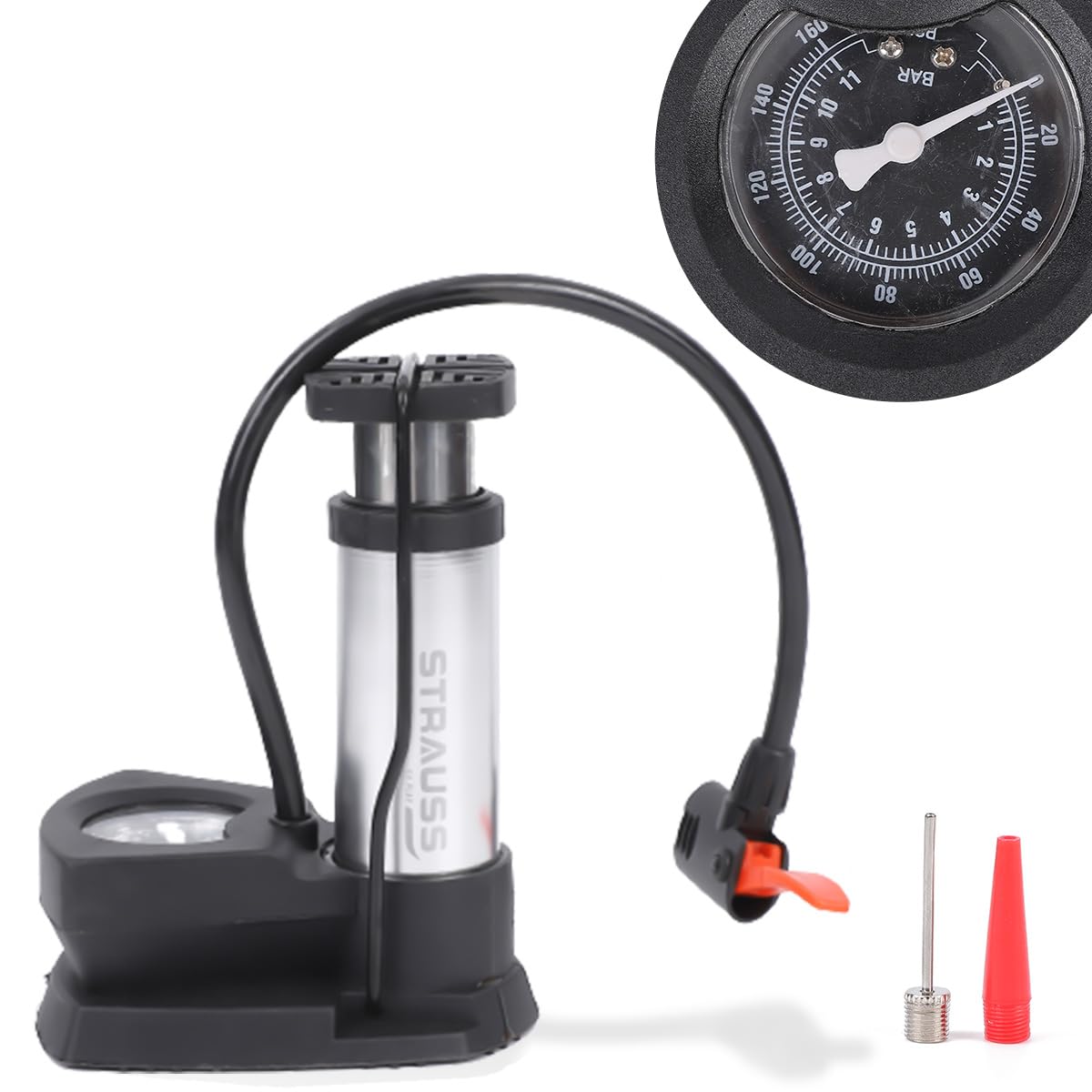 Buy Strauss Portable High Pressure Foot Air Pump | Silver – The Better Home