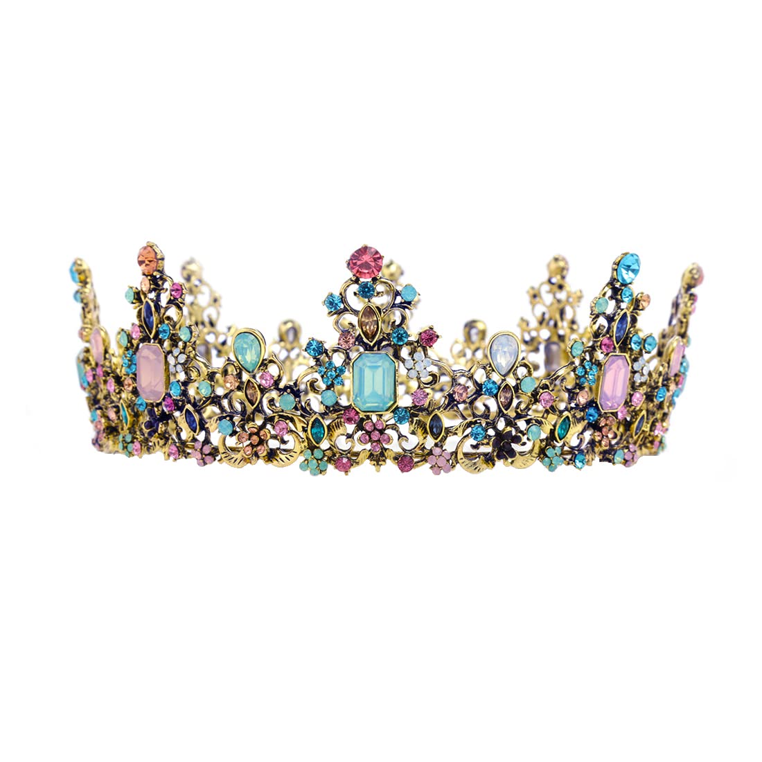 Buy Gold Plated Tiara: Multicolor Crystal Bridal Crown – The Better Home