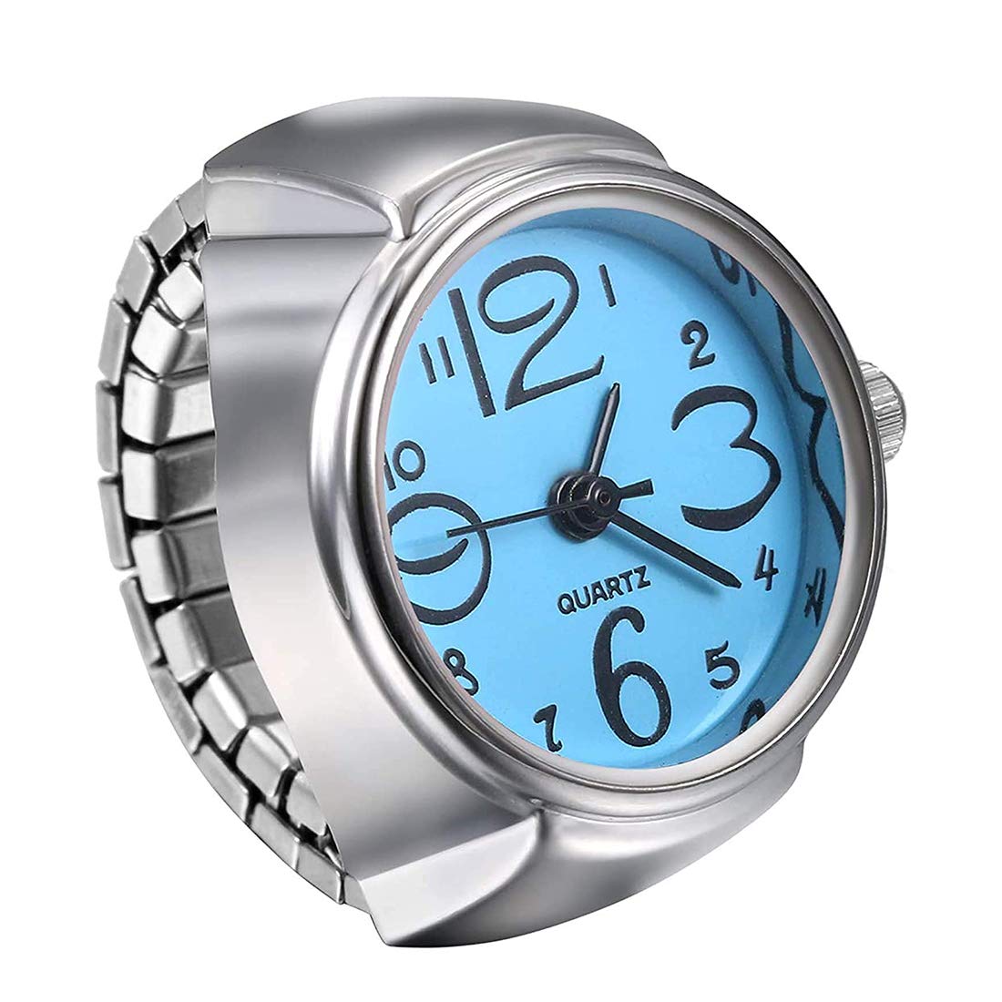 Buy Stainless Steel Blue Dial Analog Watch Ring - Women – The Better Home