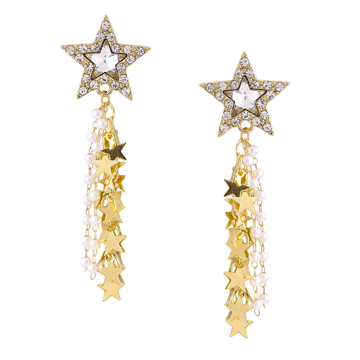 Buy Gold Tone Crystal Star Dangler Earrings - For Women – The Better Home