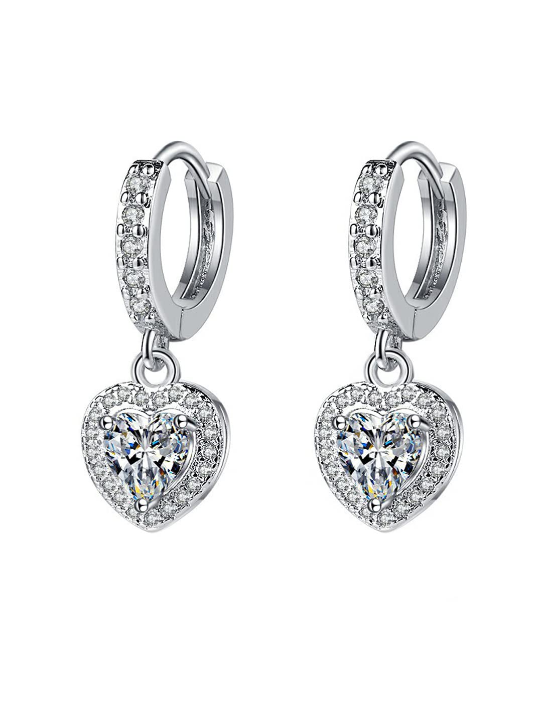 Buy Glamour Spark Drop Earrings: Crystal Heart Design – The Better Home