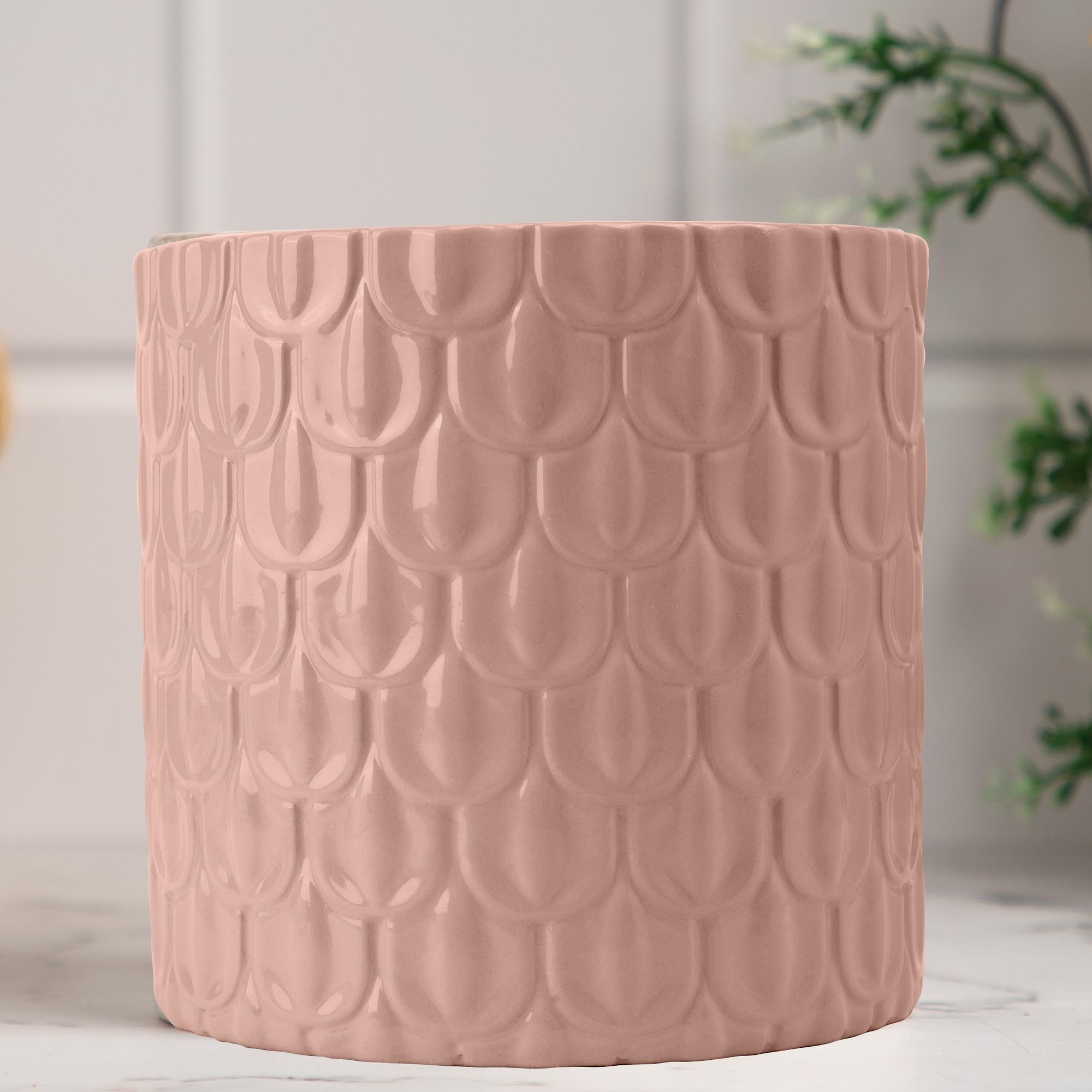 Buy Anko Pink Scalloped Pot: Medium Stoneware Ceramic – The Better Home