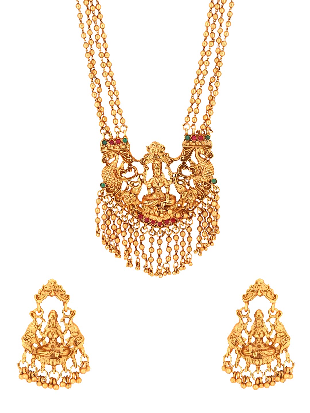 Buy Gold Temple Jewellery Set: Traditional Long Haram – The Better Home