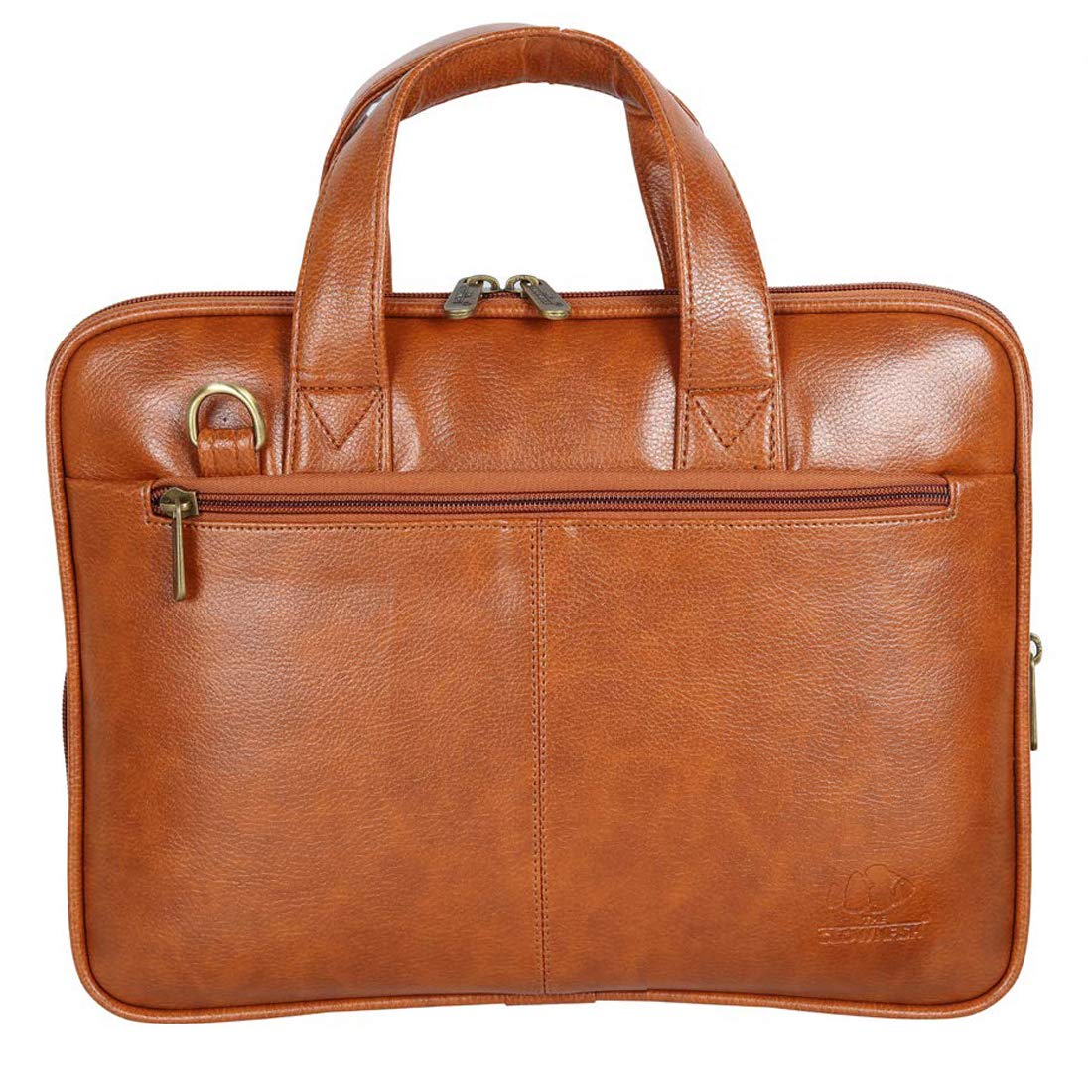 Cadmus Tan Faux Leather Slim Expandable Laptop Messenger Bag | Cross B ...