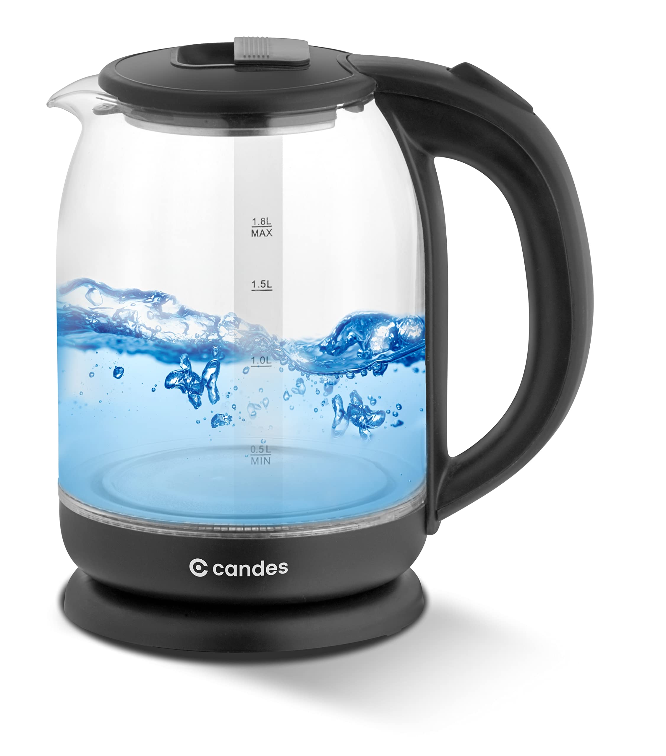 Candes GlassBoiler 1500 W Borosilicate Glass Electric Kettle 1.8 Litre ...