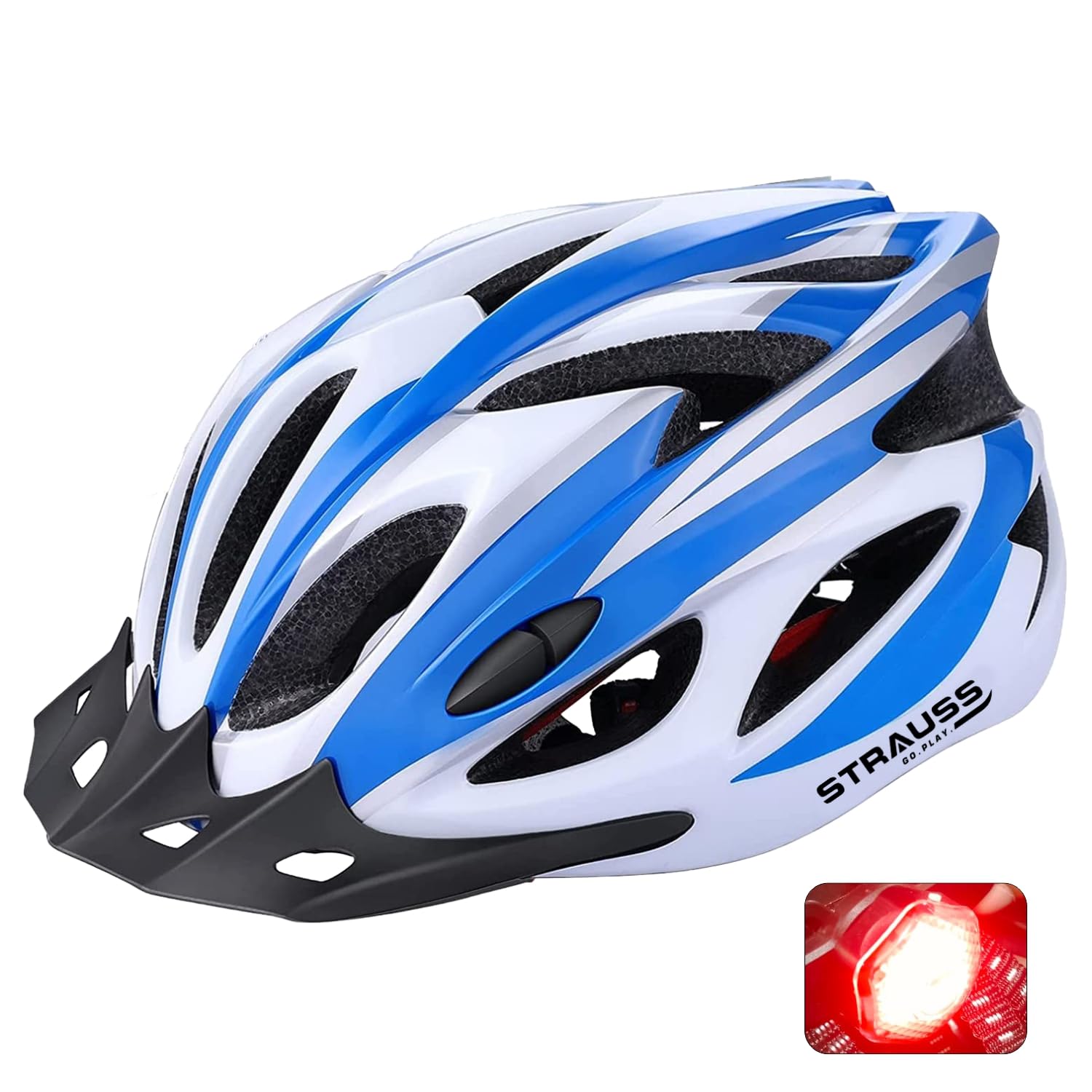 Buy Strauss Cycling Helmet: Unisex Blue/White All-Purpose Helmet – The ...