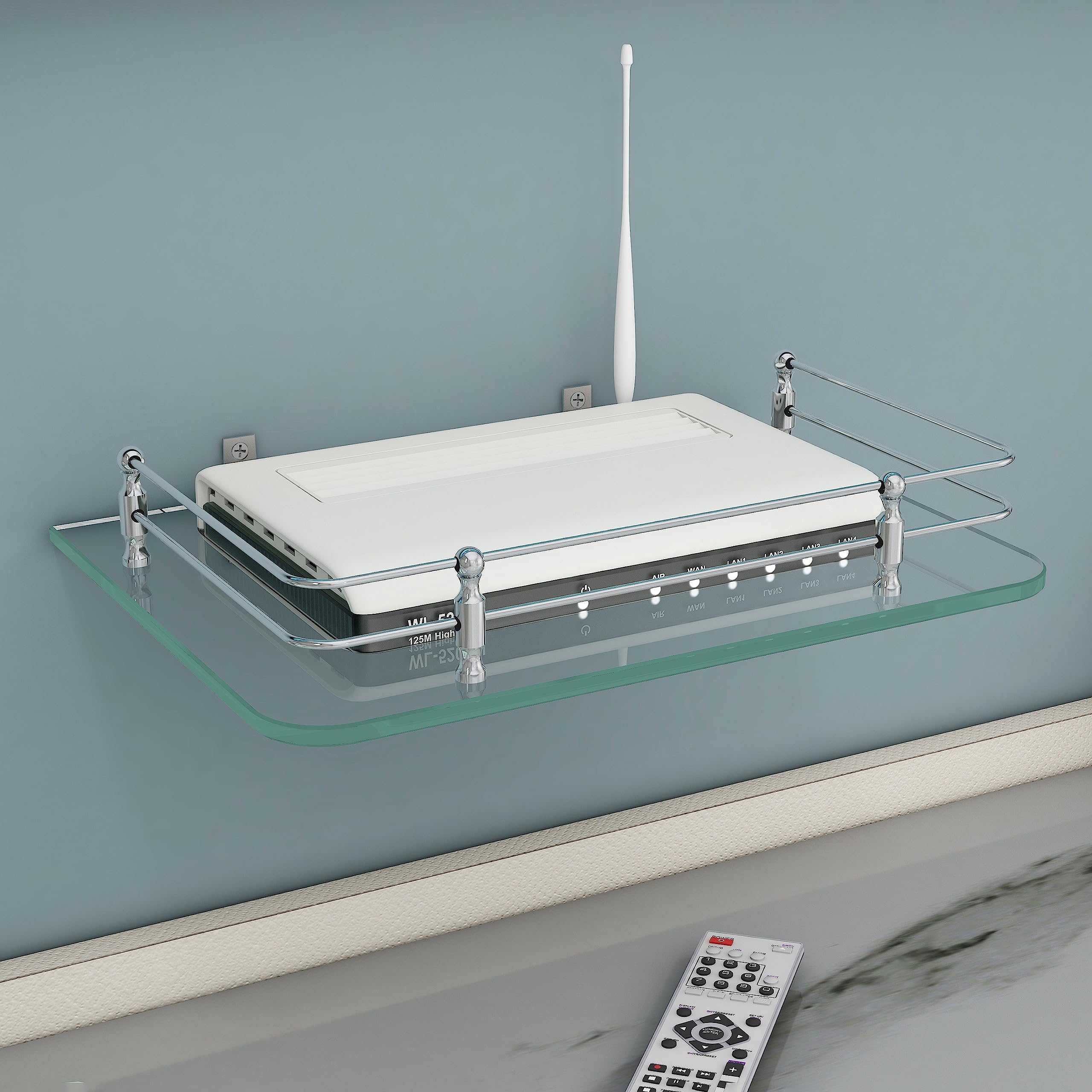 Plantex Glass Setup Box Stand Wall Mounted/Wi-Fi Router Stand/Shelves ...