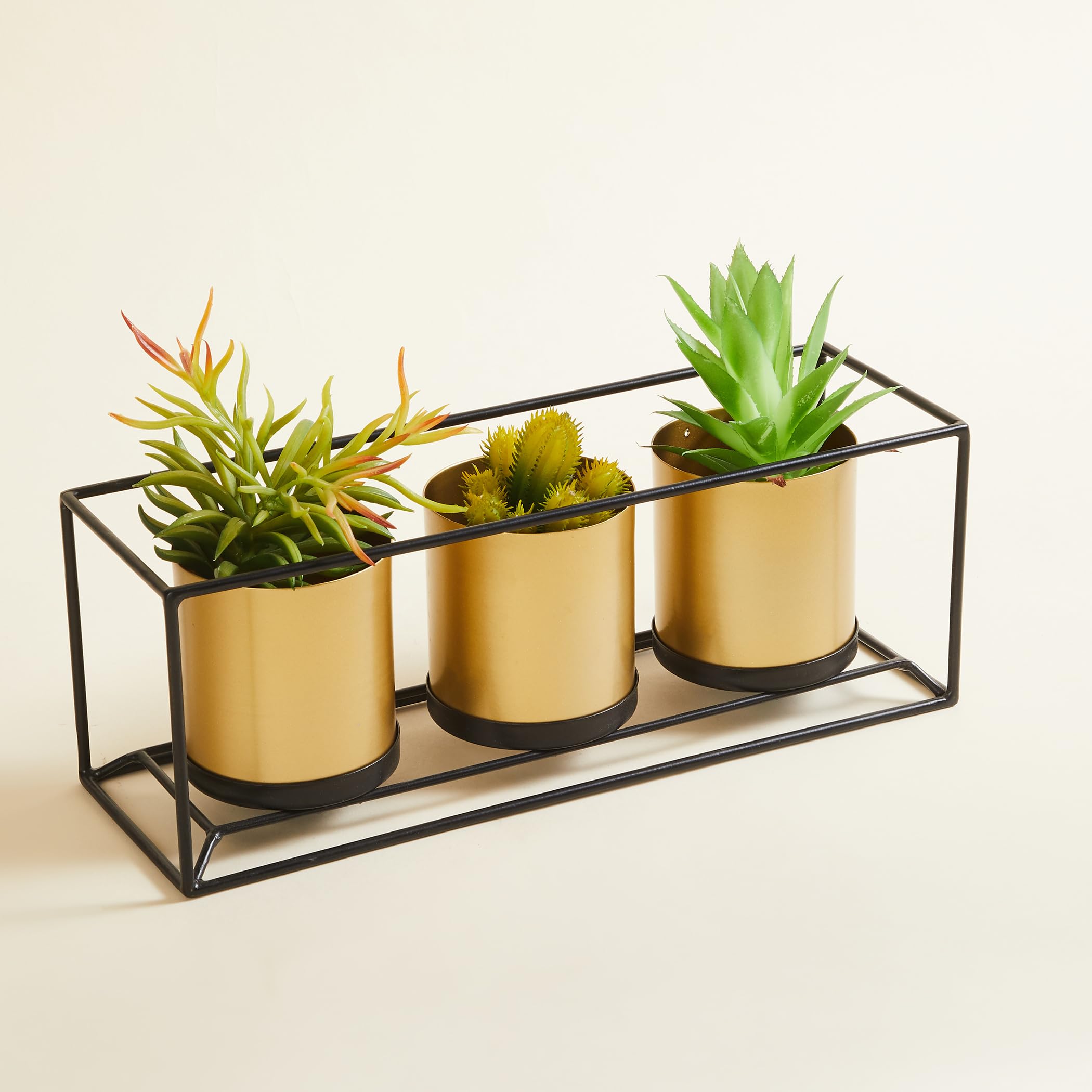 Buy 3 Planter Set with Golden Stand - Stylish Indoor & Outdoor Accents ...