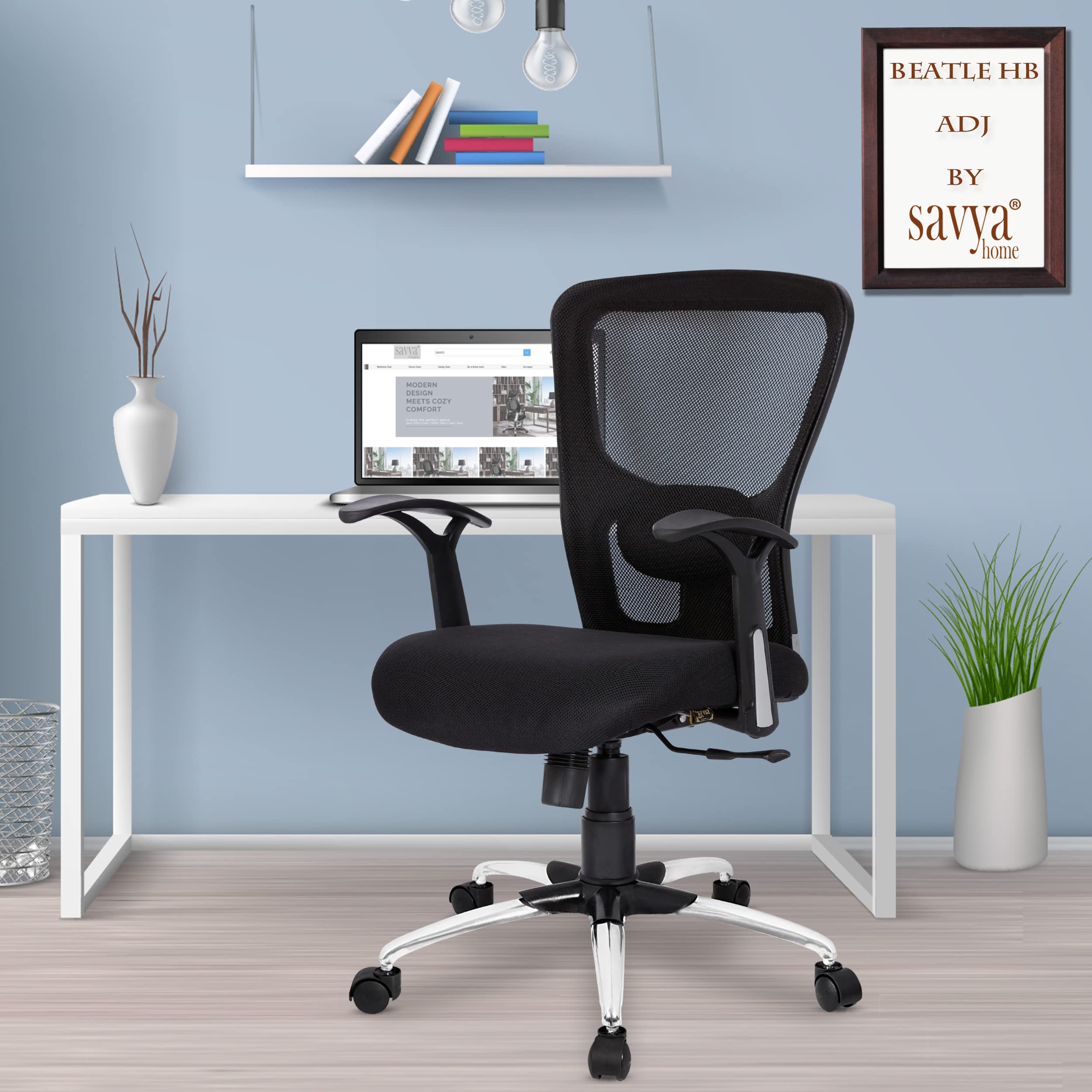 Buy SAVYA HOME Beatle Mid-Back Ergonomic Chair | 2D Lumbar Support ...