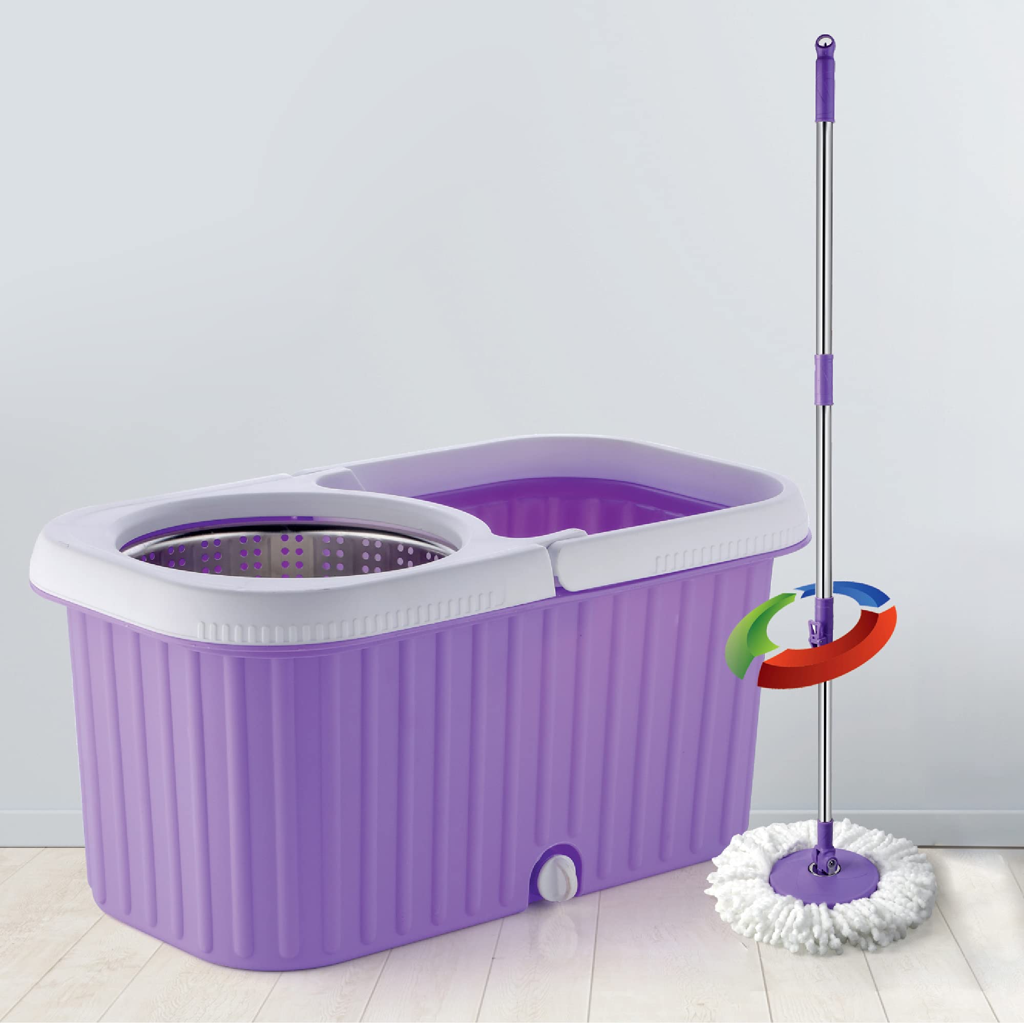 Plantex Regal Bucket Mop with Stainless Steel Wringer Basket and 2 Mic ...