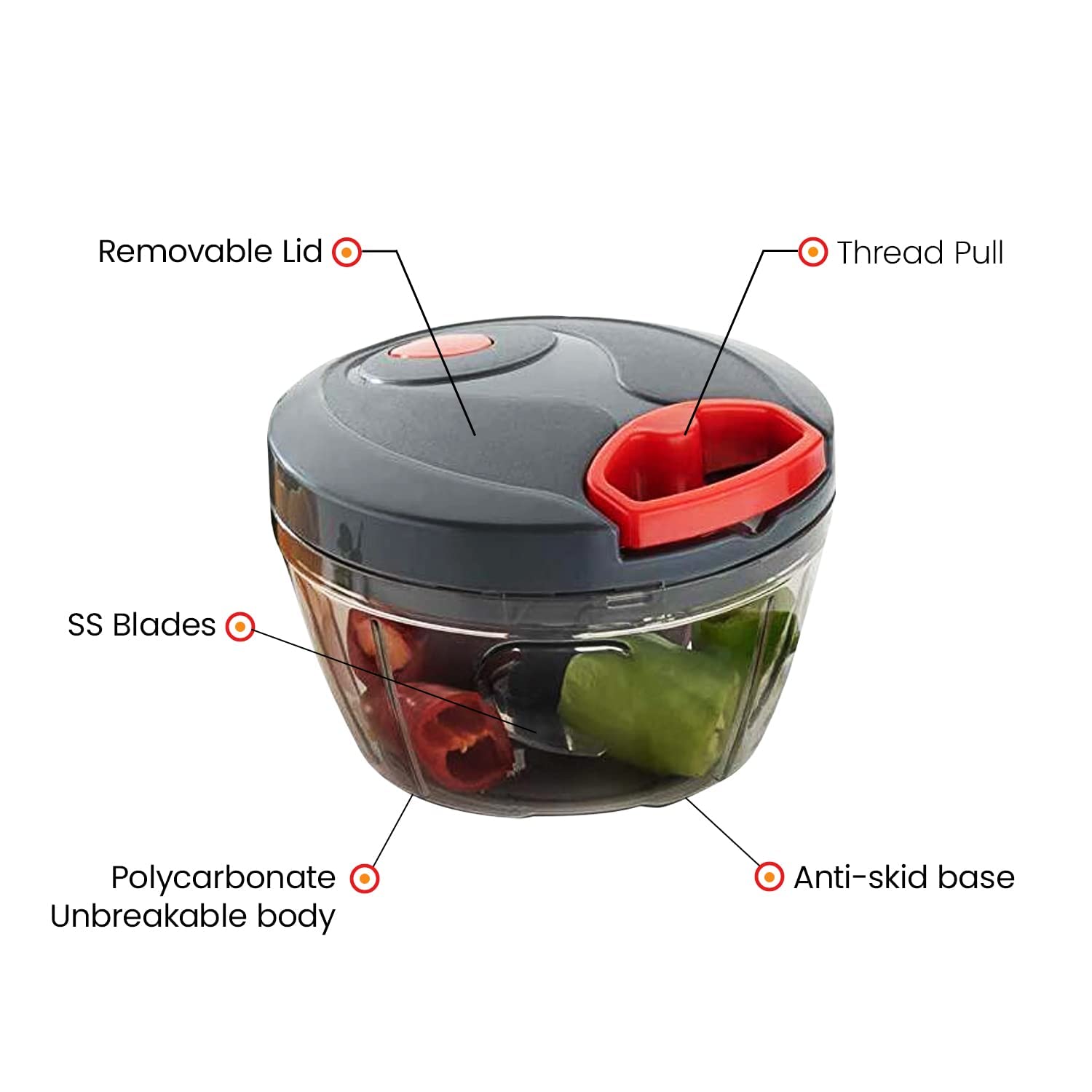 Candes Pull Vegetable Chopper for Kitchen with Durable String | Mini H ...