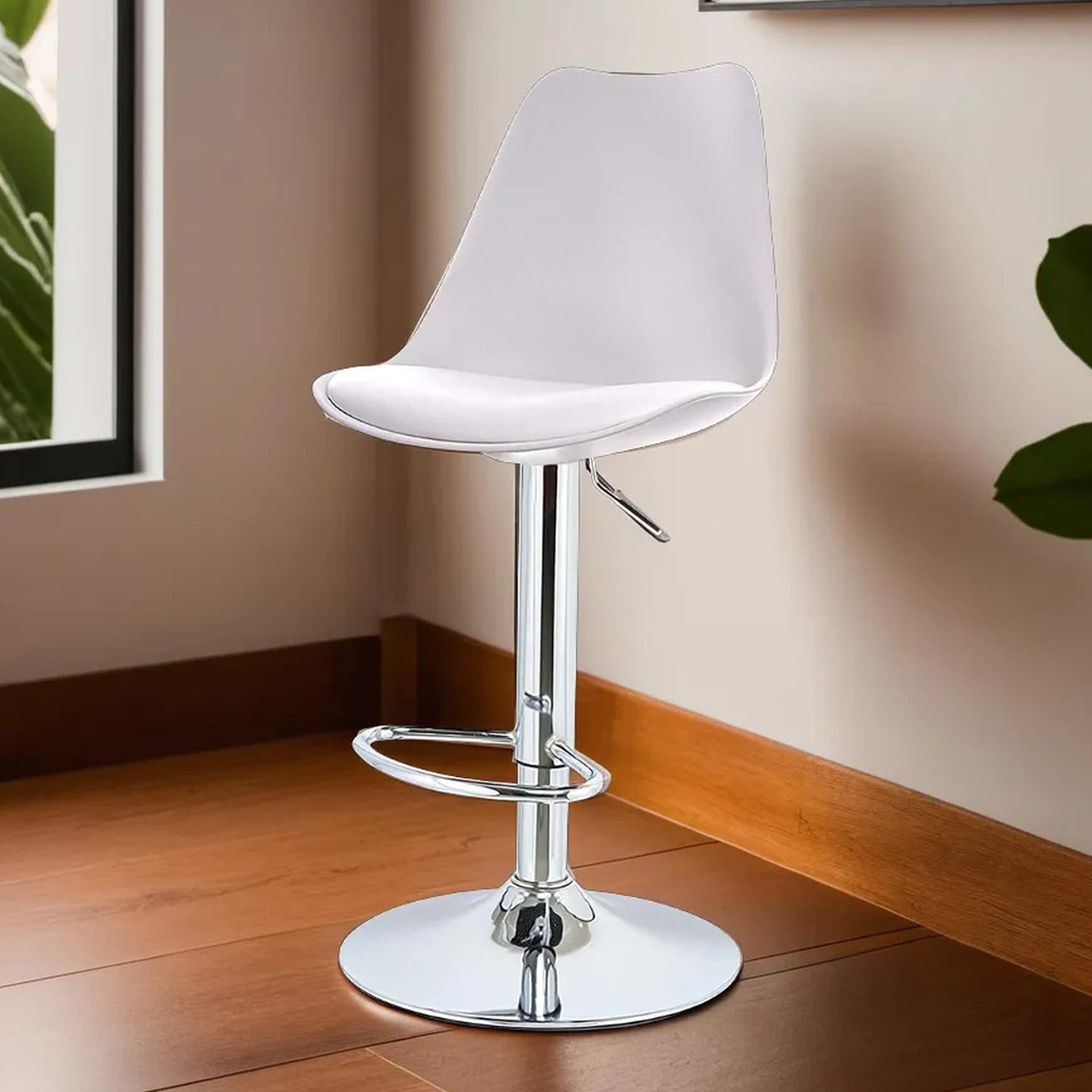 SAVYA HOME® Curvy Kitchen Stool/BAR Stool (Qty-1) (Standard, White Sil ...