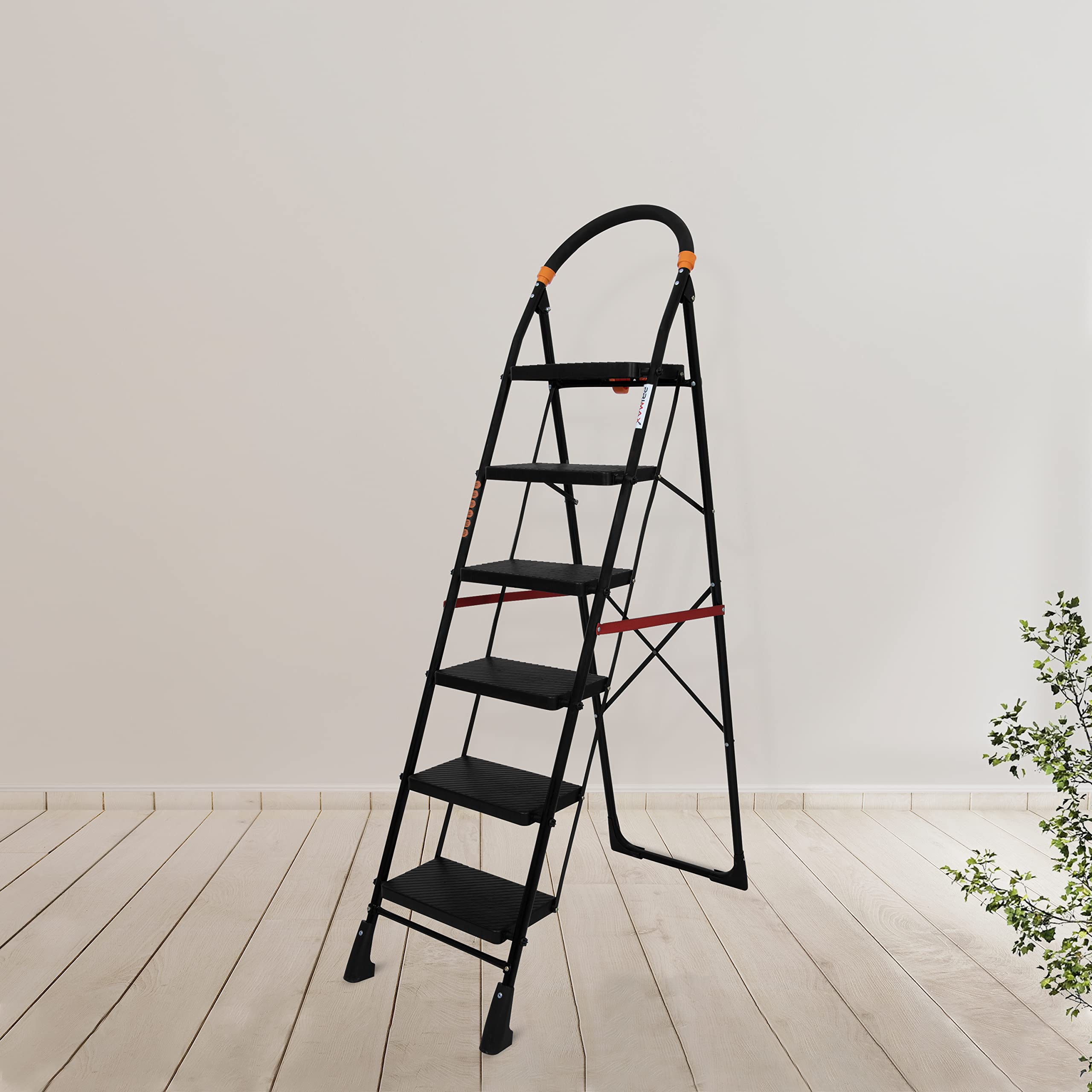 Primax 5-Step Foldable Ladder with Safety-Clutch Lock and Ribbed Steps ...
