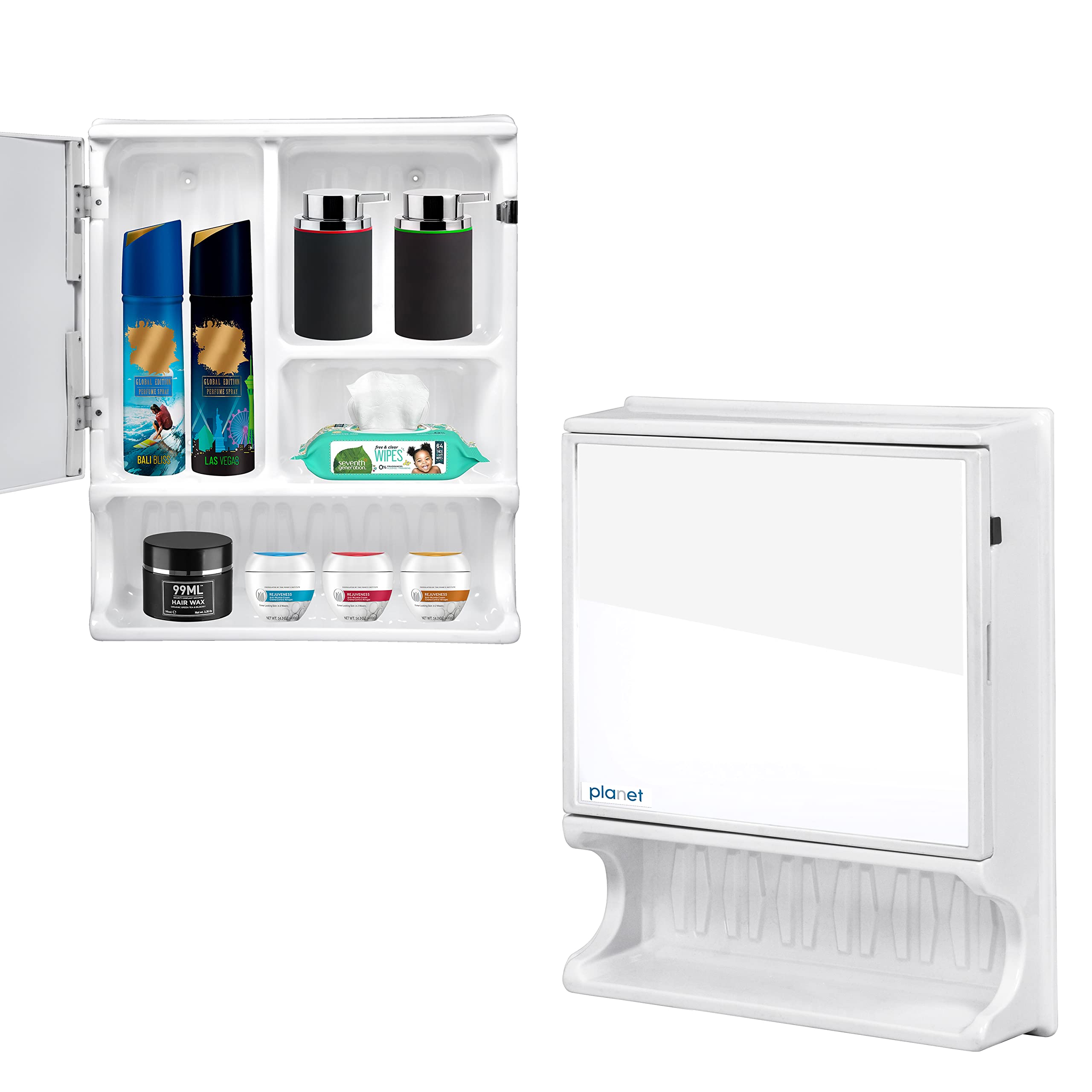 Plantex Multi-Purpose Plastic Bathroom Mirror Cabinet with Storage/Pla ...