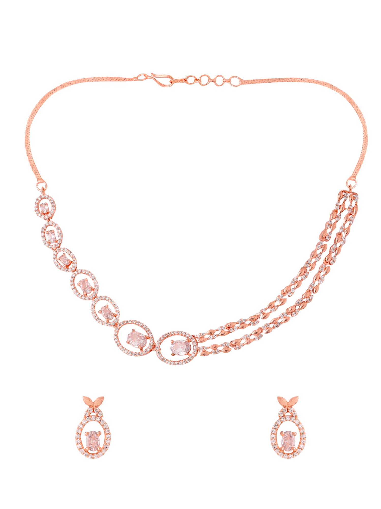 Buy Elegant Diamond Necklace Set for Women | Adjustable Rose Gold – The ...