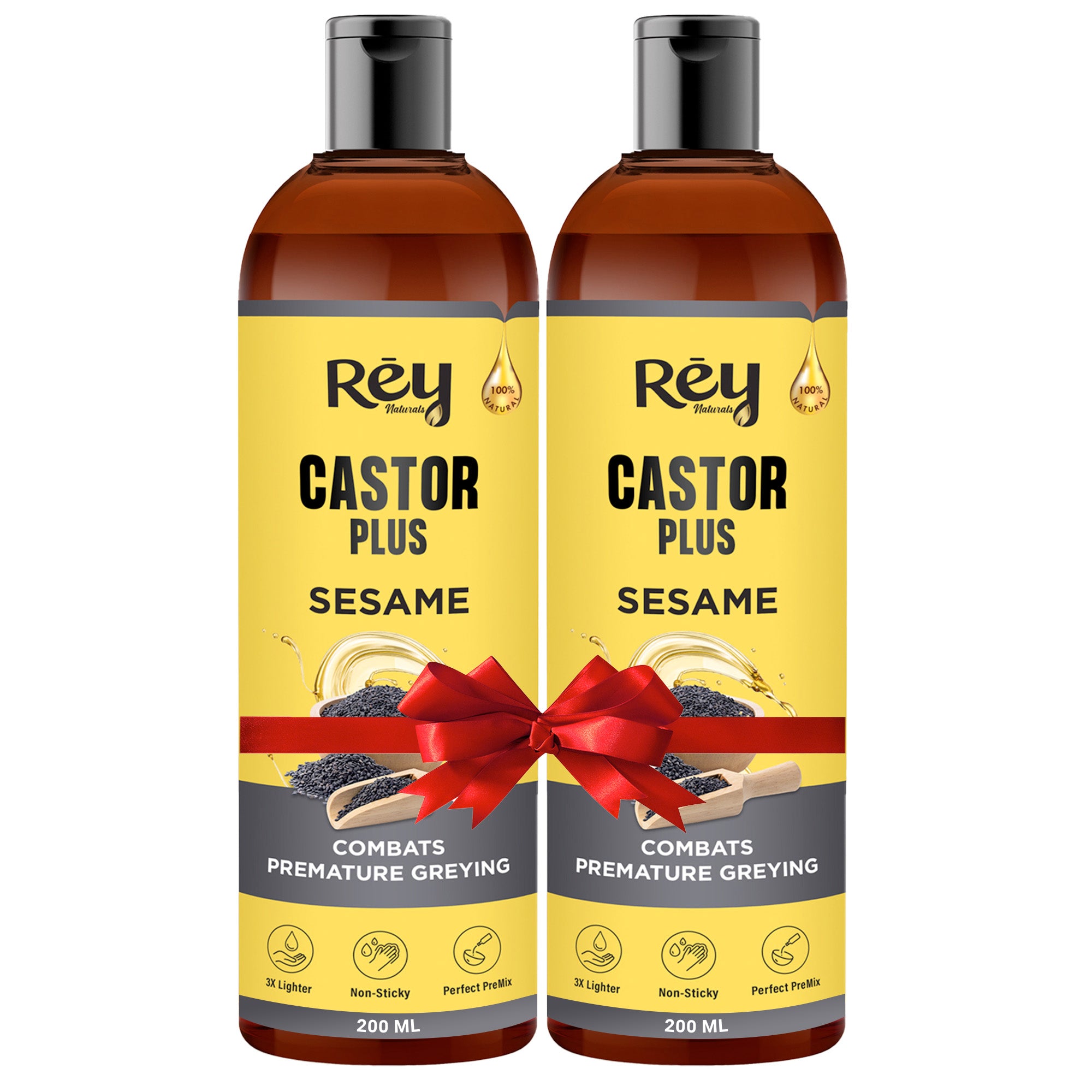 Buy Pack of 2: Rey Naturals Castor Sesame Hair Oil | 400 ML – The ...