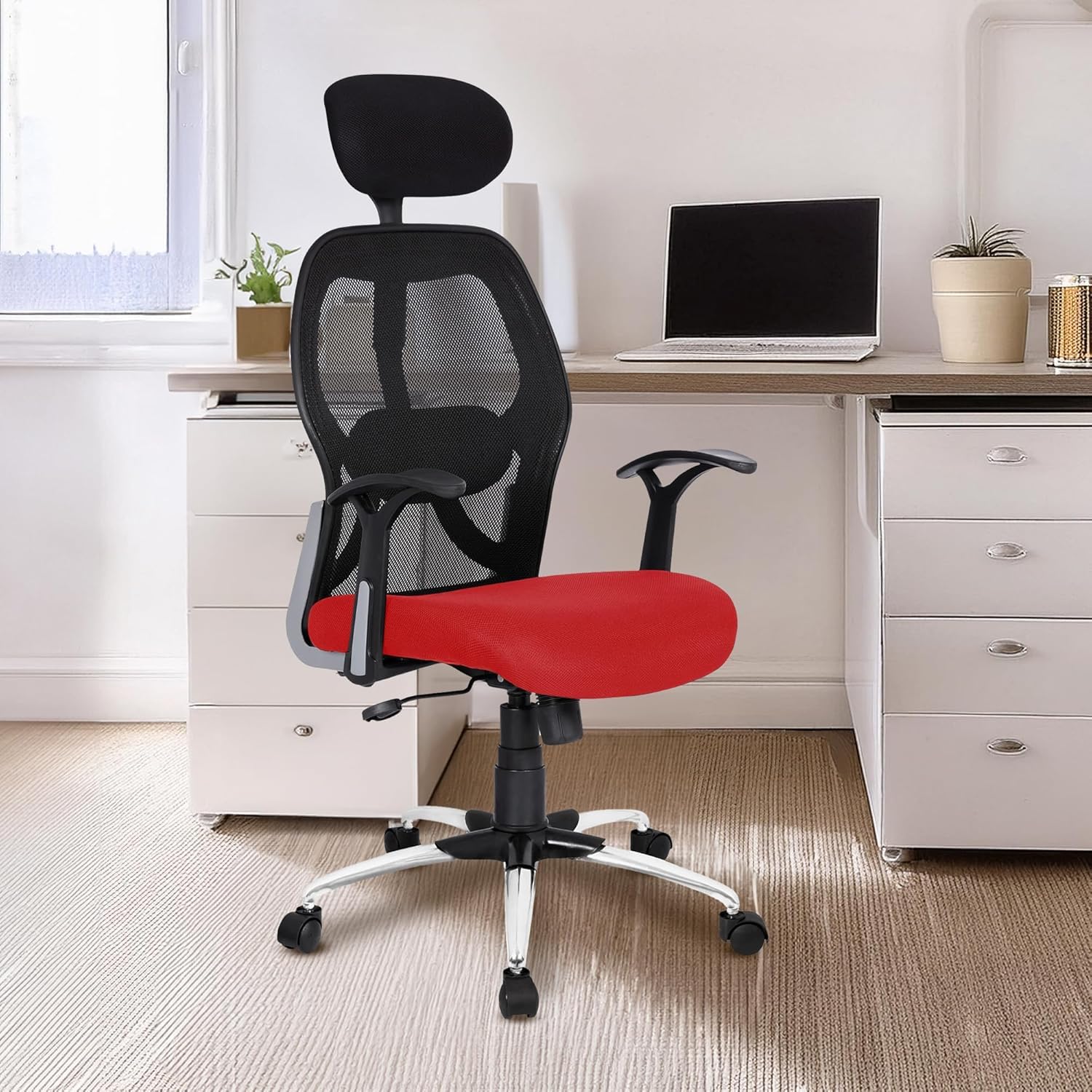 Buy SAVYA HOME Apollo Ergonomic Office Chair - Red & Durable – The ...